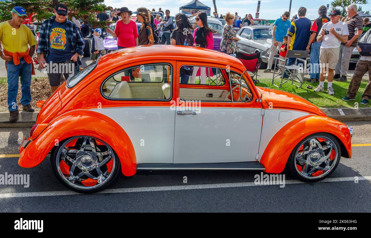 Custom orange and white Volkswagen Beetle in Coolangatta,Queensland ...