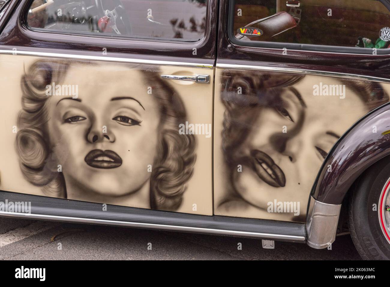 Marilyn Monroe artwork on the side of a classic Volkswagon Beetle at ...