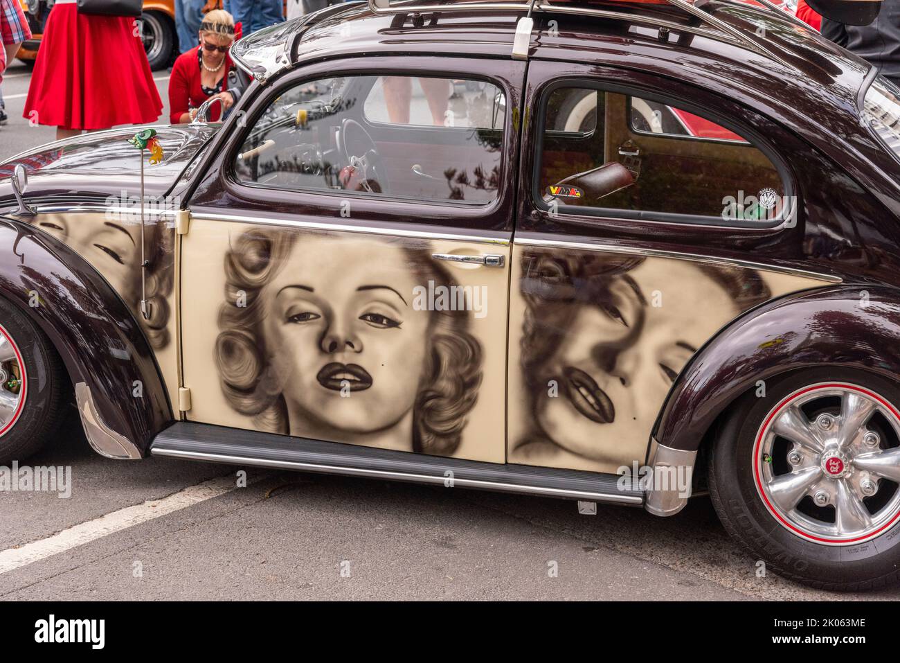 Marilyn Monroe artwork on the side of a classic Volkswagon Beetle at ...