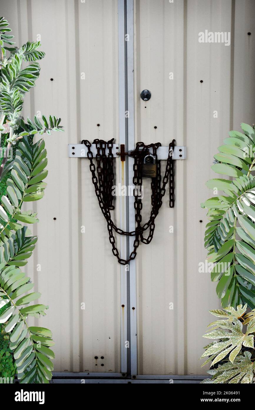 CHAINED DOOR, FOR BOOK COVER Stock Photo - Alamy