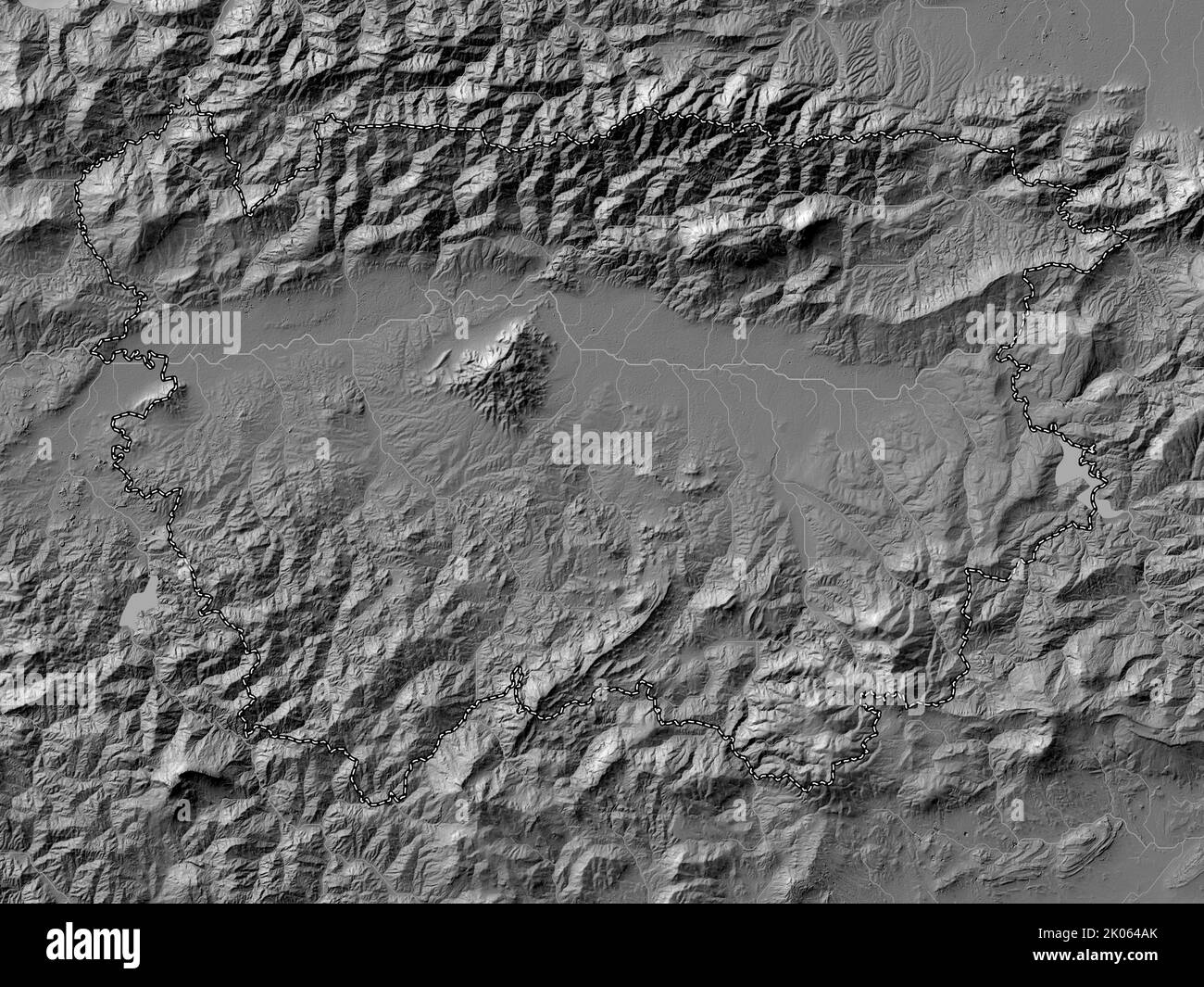 Ain Defla, province of Algeria. Bilevel elevation map with lakes and ...