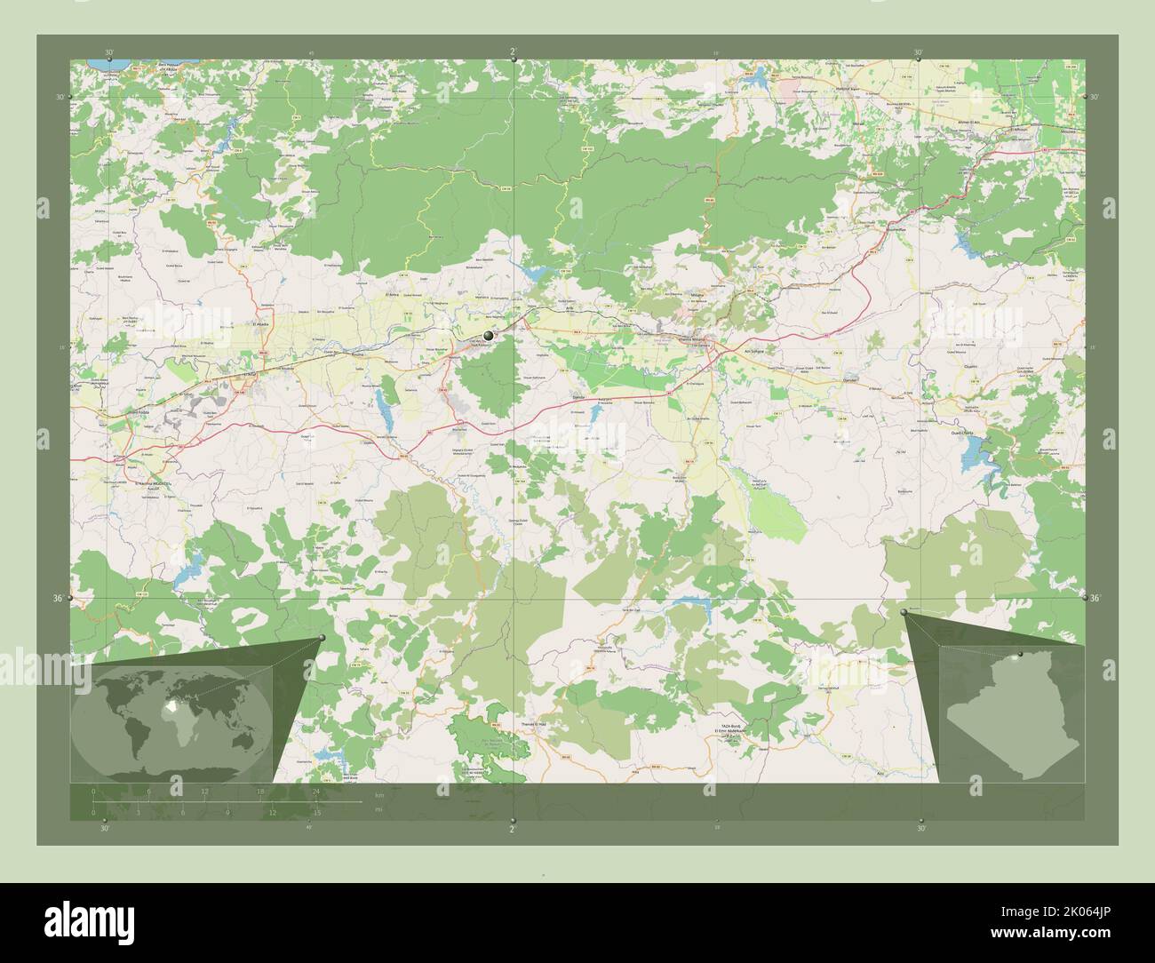 Ain Defla, province of Algeria. Open Street Map. Corner auxiliary ...