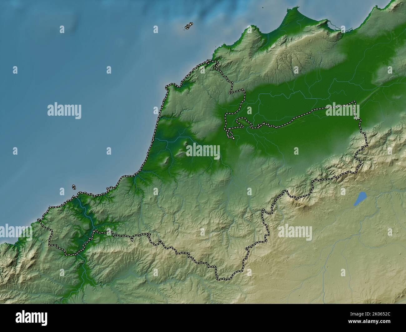 Ain Temouchent, province of Algeria. Colored elevation map with lakes ...