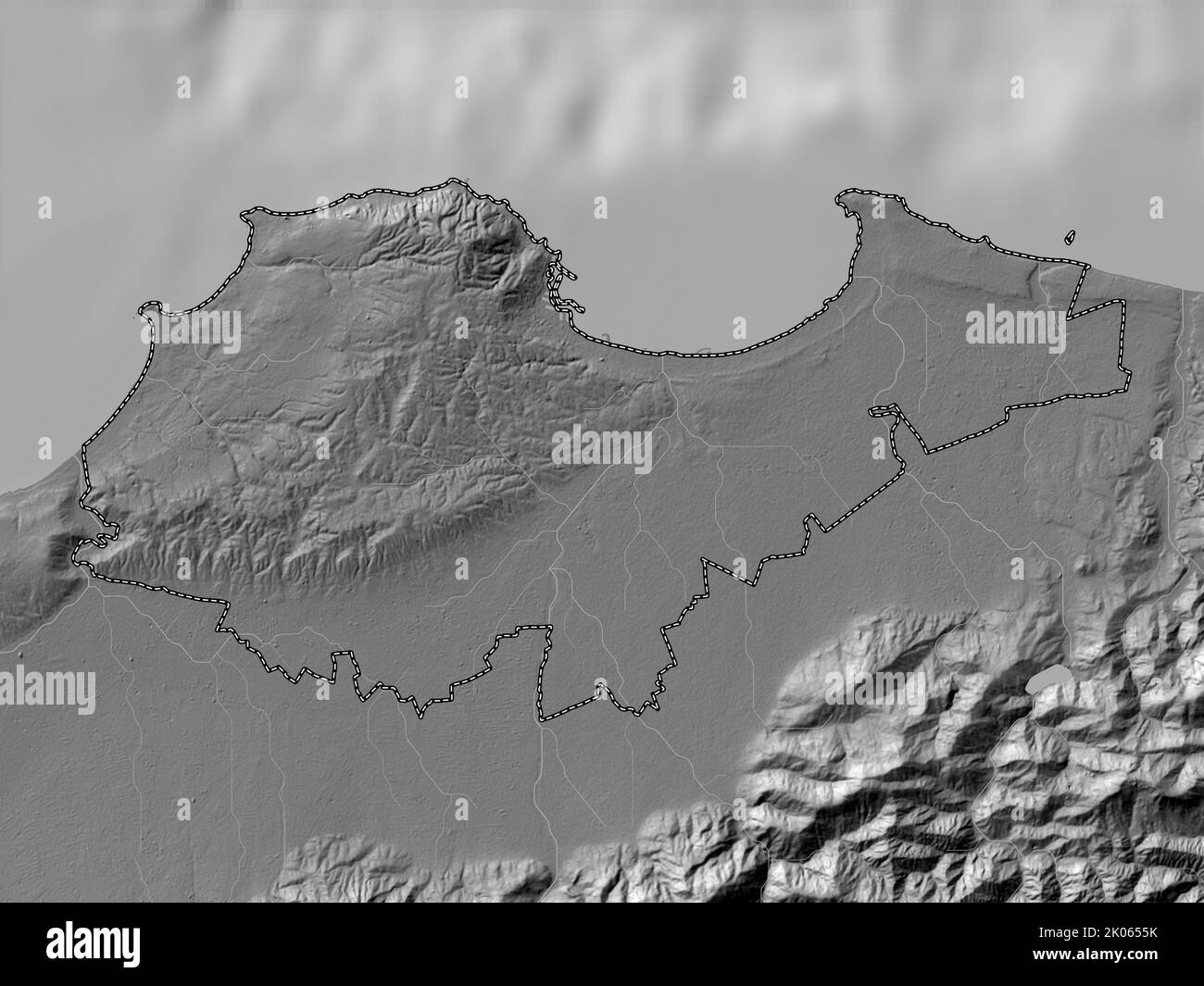 Alger, province of Algeria. Bilevel elevation map with lakes and rivers ...