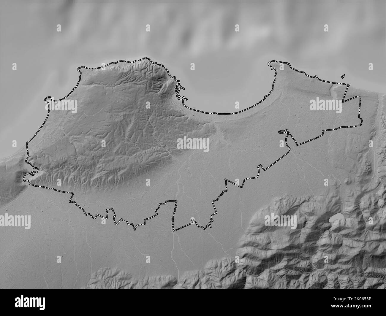 Alger, province of Algeria. Grayscale elevation map with lakes and ...