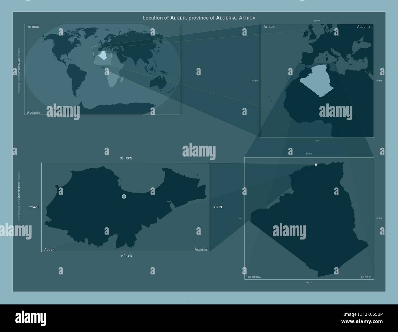Alger, province of Algeria. Diagram showing the location of the region ...