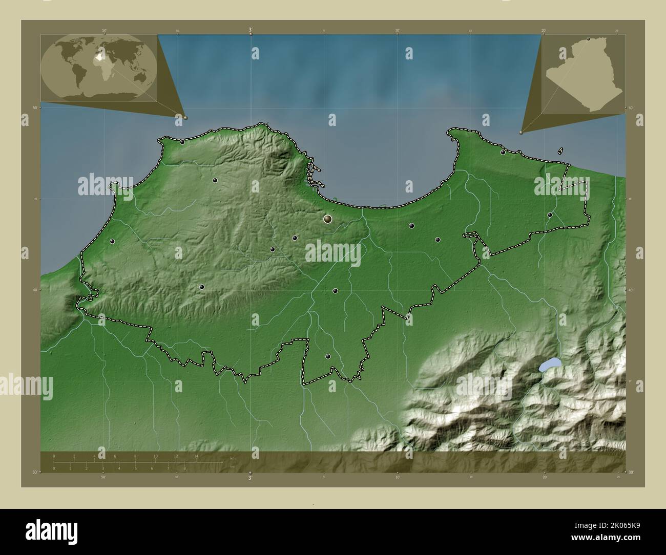 Alger, province of Algeria. Elevation map colored in wiki style with ...