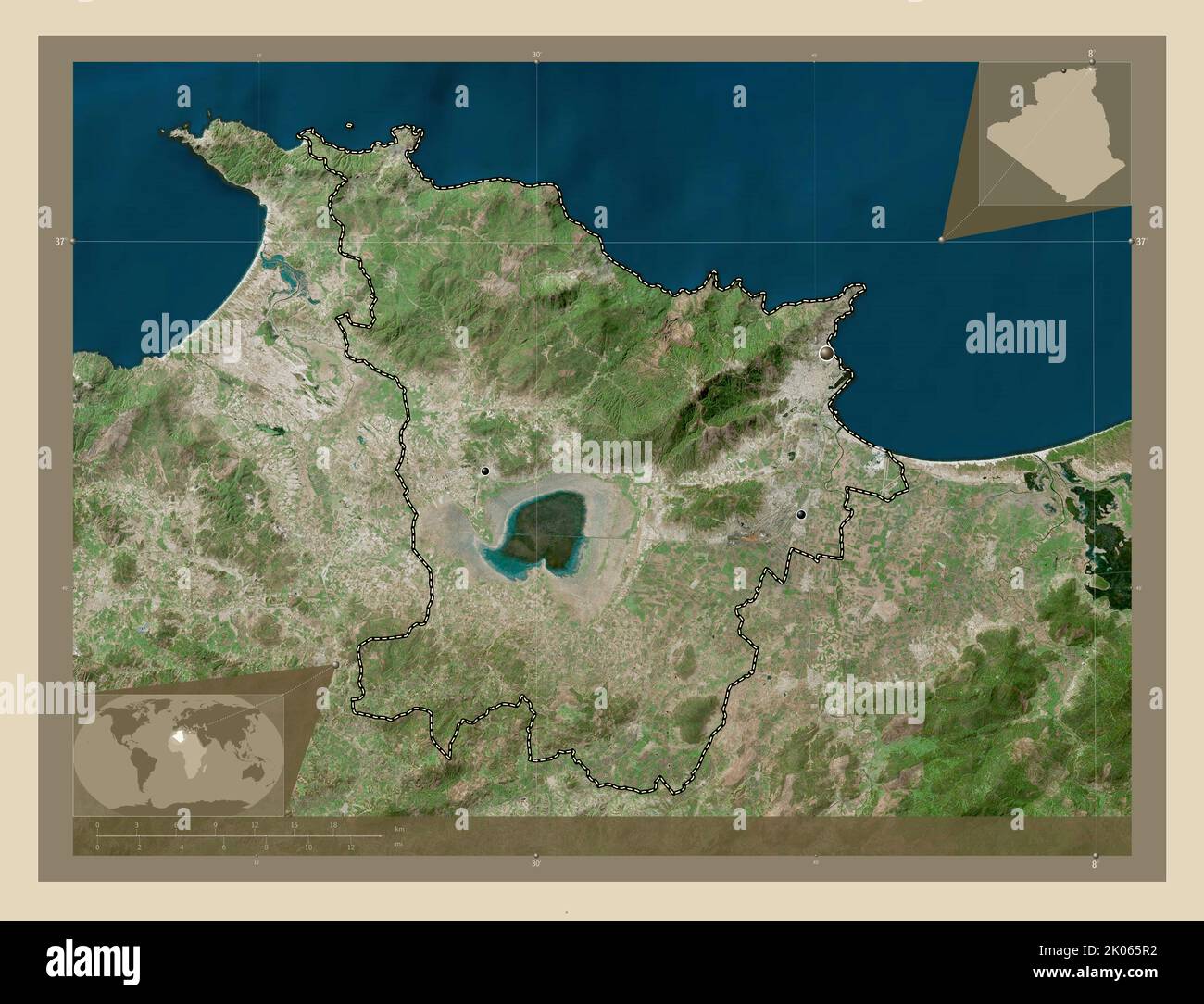 Annaba, province of Algeria. High resolution satellite map. Locations ...