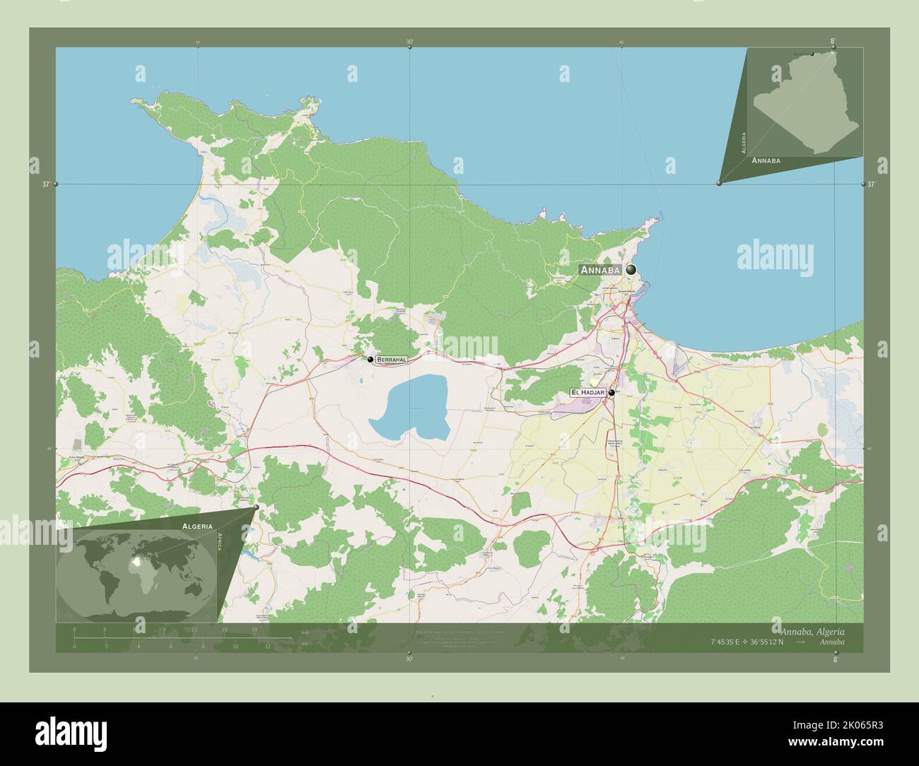 Annaba, province of Algeria. Open Street Map. Locations and names of ...