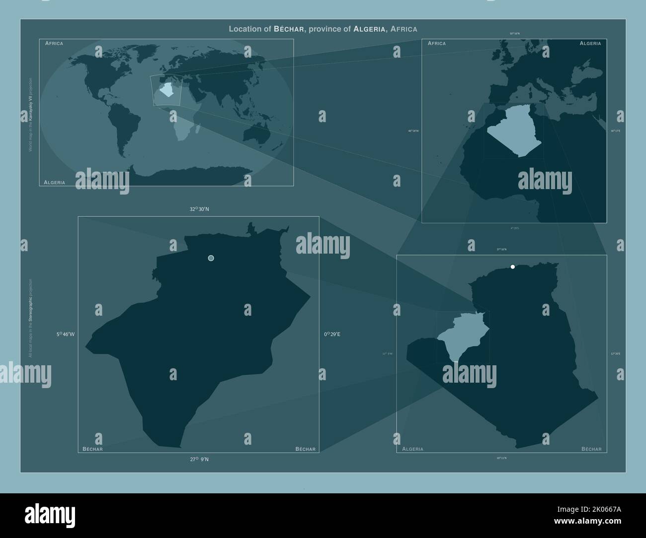 Bechar, province of Algeria. Diagram showing the location of the region ...