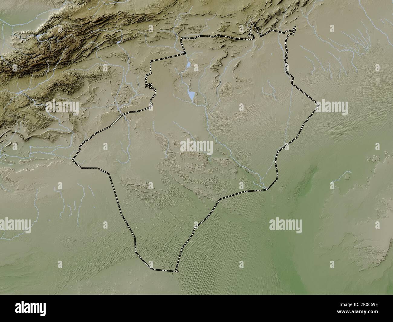 Bechar, province of Algeria. Elevation map colored in wiki style with ...