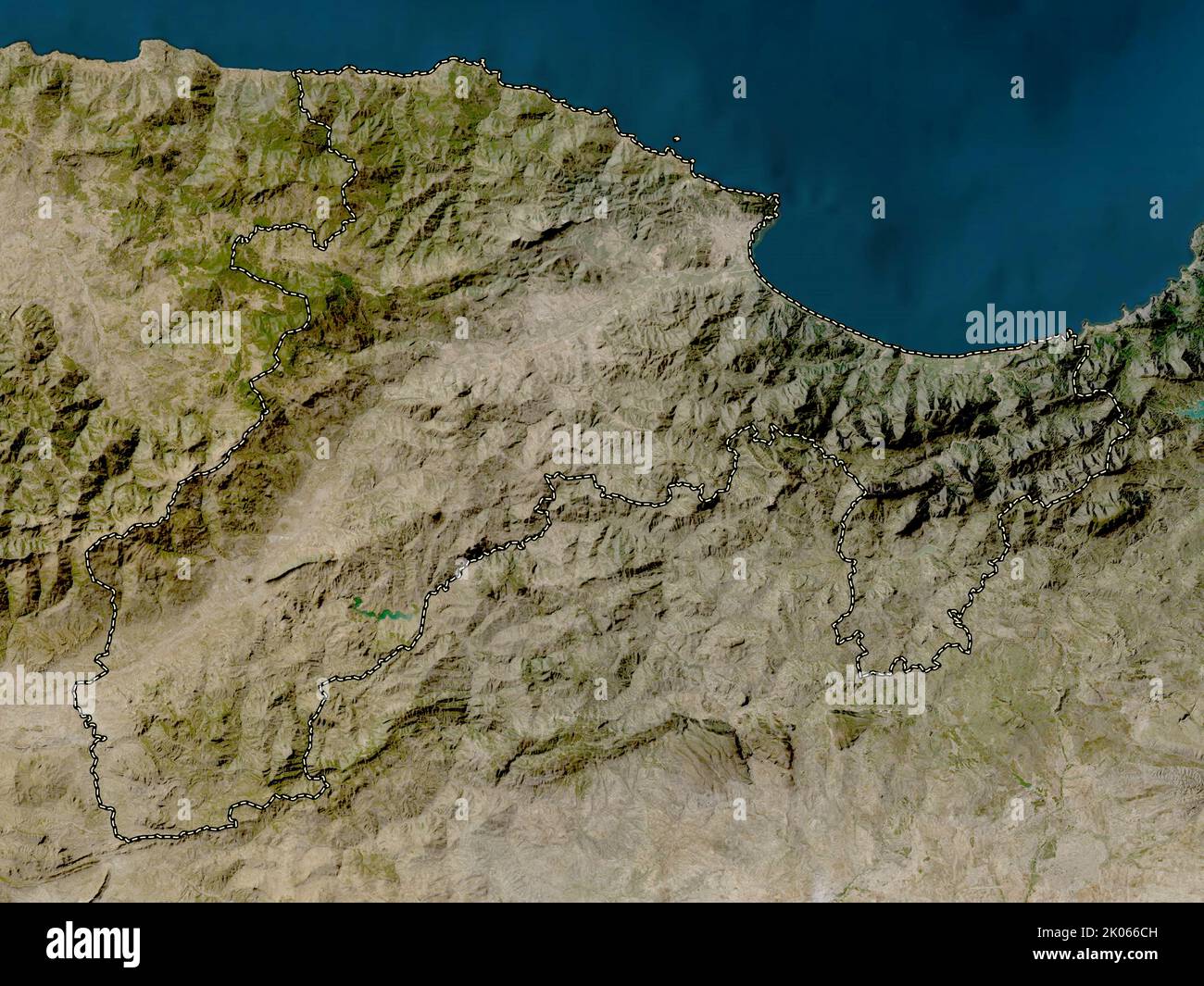Bejaia, province of Algeria. Low resolution satellite map Stock Photo ...