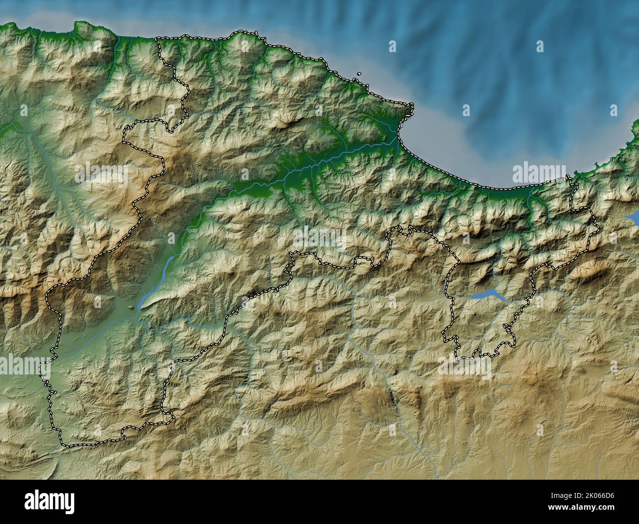 Bejaia, province of Algeria. Colored elevation map with lakes and ...