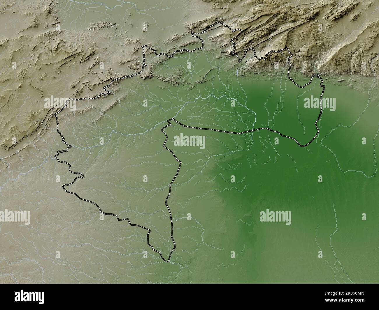 Biskra, province of Algeria. Elevation map colored in wiki style with ...