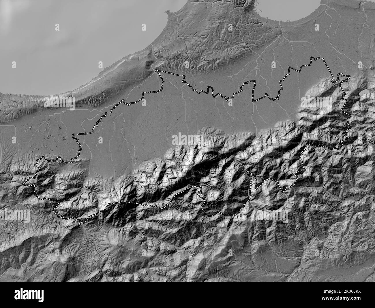 Blida, province of Algeria. Bilevel elevation map with lakes and rivers ...