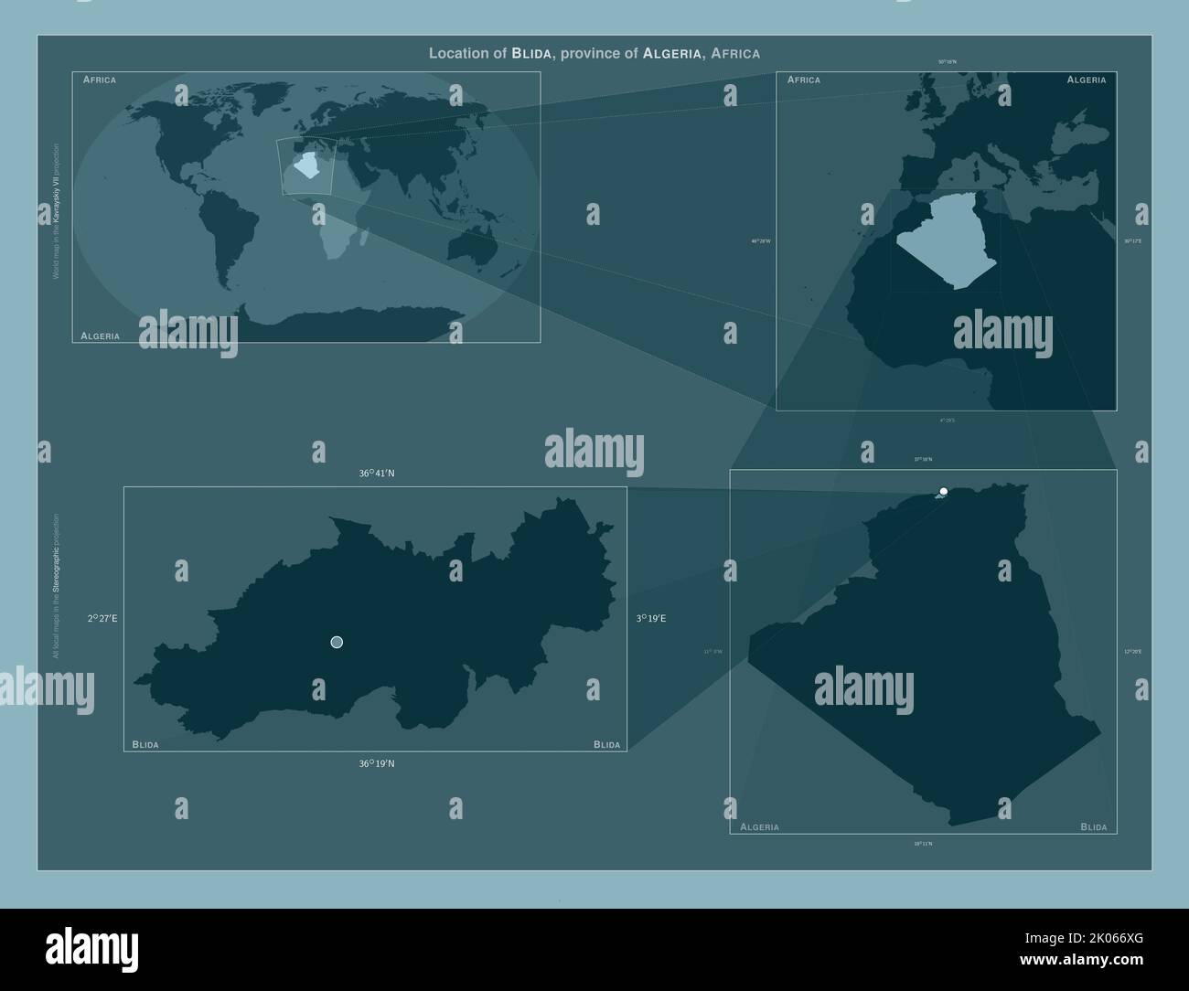Blida, province of Algeria. Diagram showing the location of the region ...