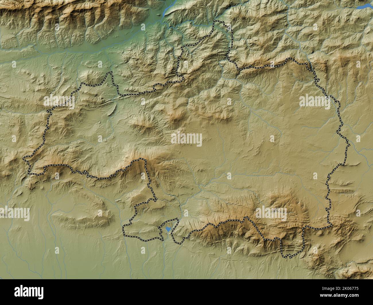 Bordj Bou Arreridj, province of Algeria. Colored elevation map with ...