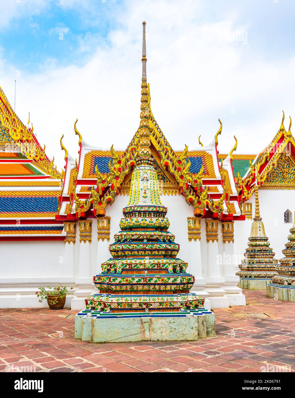 Wat Pho temple in Bangkok city, Thailand. View of pagoda and stupa in ...