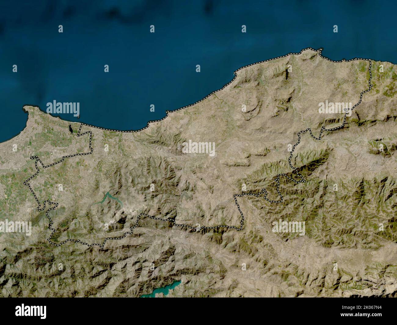 Boumerdes, province of Algeria. Low resolution satellite map Stock ...