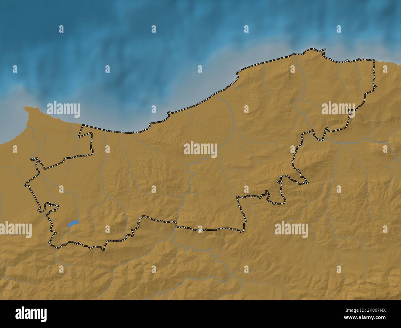 Boumerdes, province of Algeria. Colored elevation map with lakes and ...