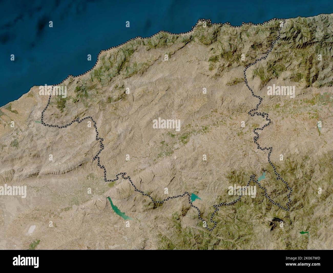 Chlef, province of Algeria. Low resolution satellite map Stock Photo ...