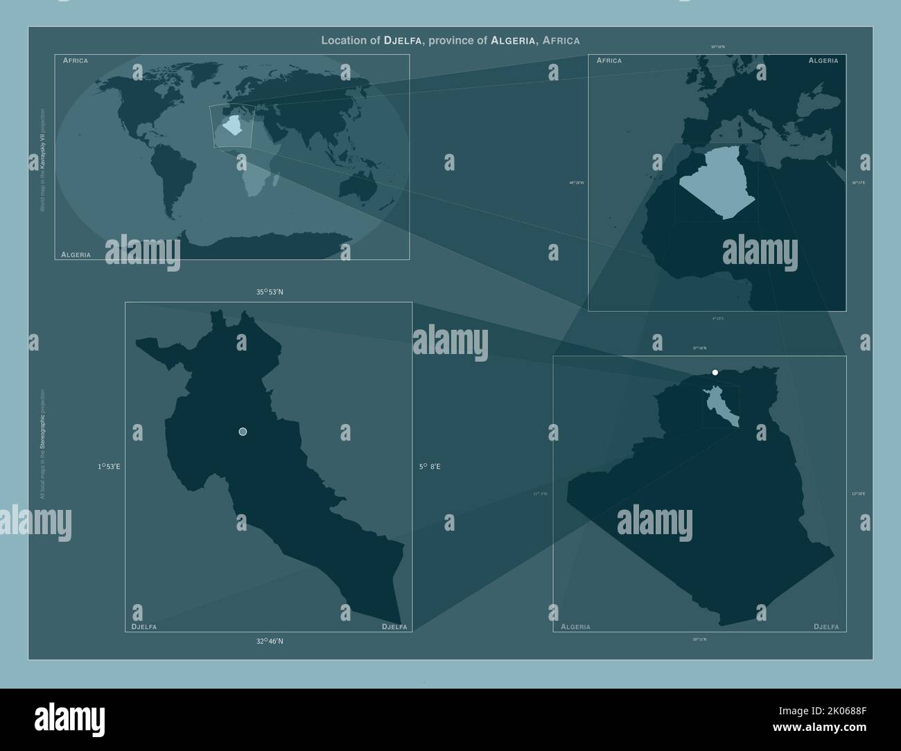 Djelfa, province of Algeria. Diagram showing the location of the region ...