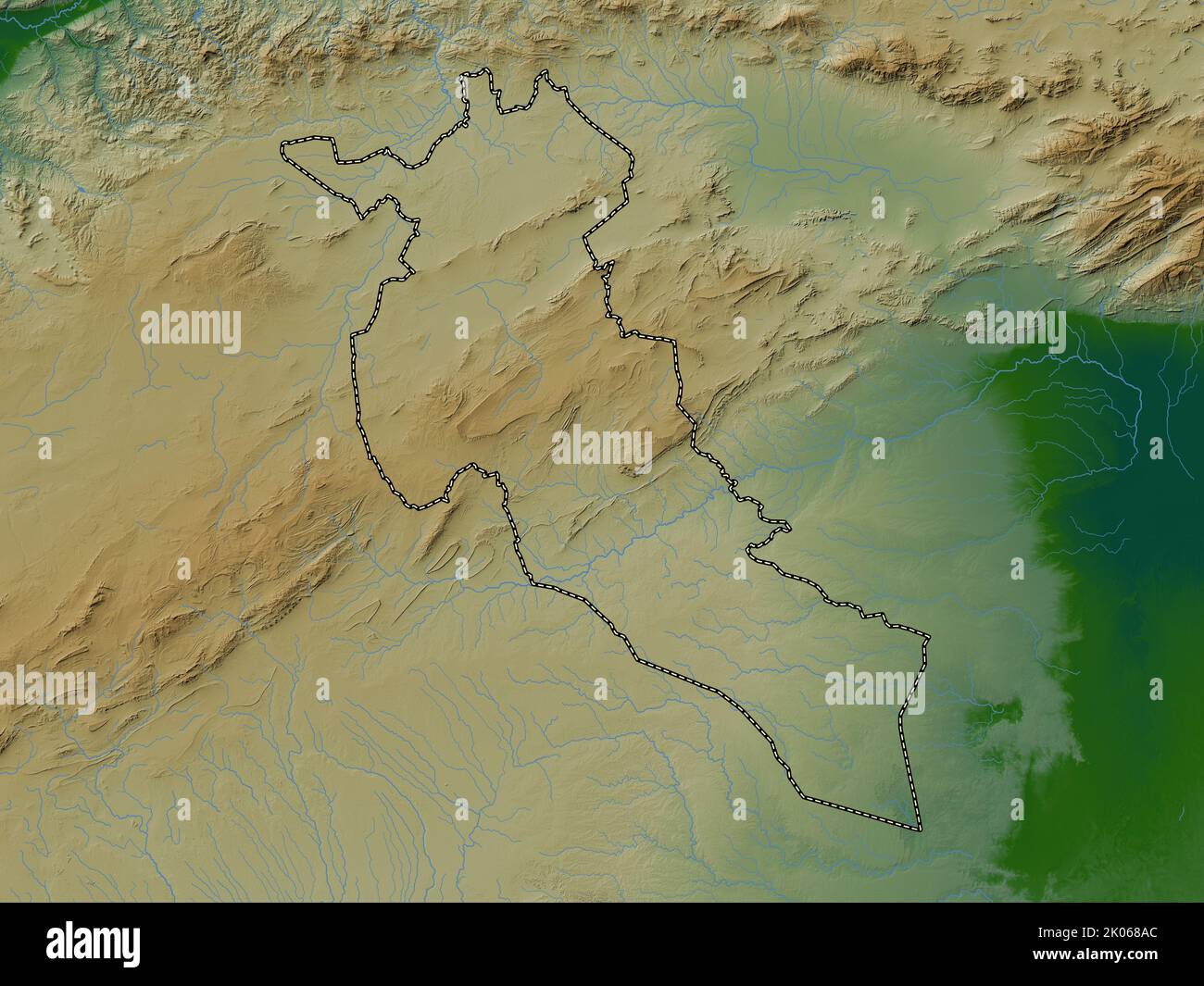 Djelfa, province of Algeria. Colored elevation map with lakes and ...