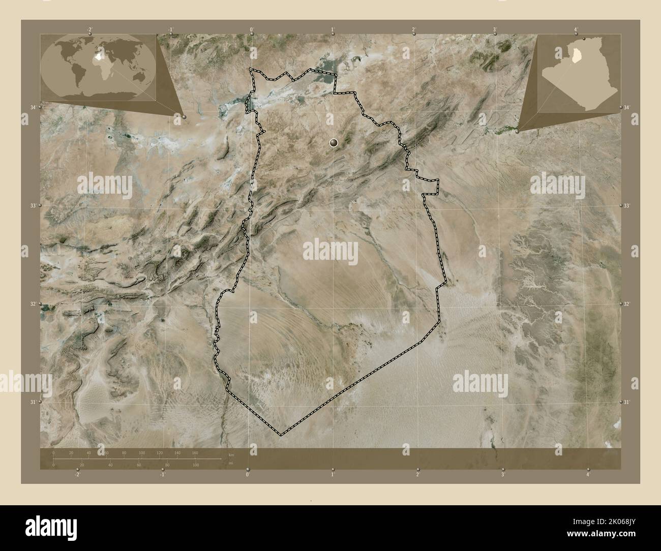 El Bayadh, province of Algeria. High resolution satellite map. Corner ...