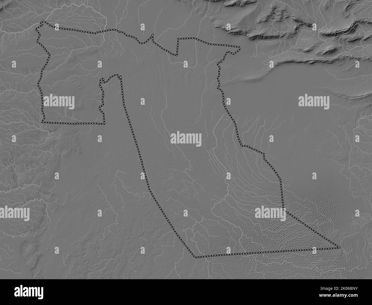 El Oued, province of Algeria. Bilevel elevation map with lakes and ...