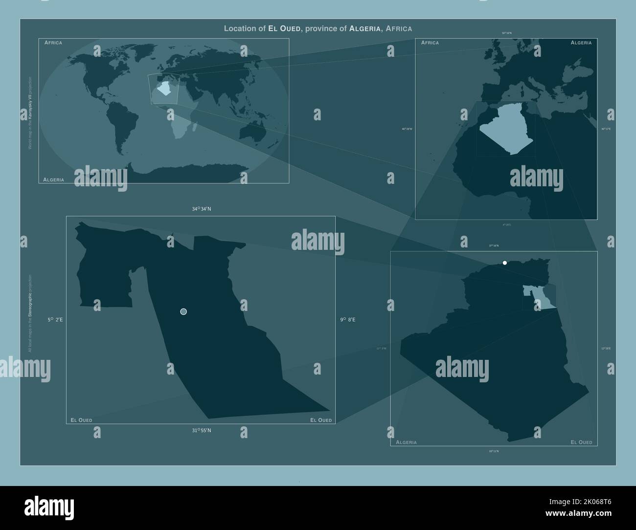 El Oued, province of Algeria. Diagram showing the location of the ...