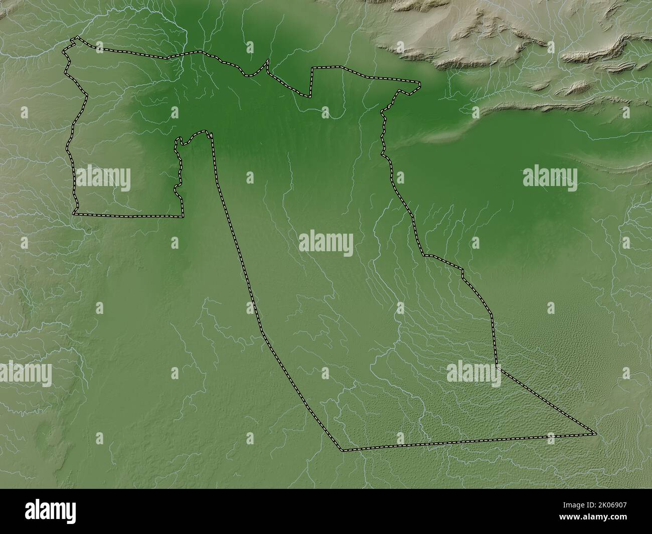 El Oued, province of Algeria. Elevation map colored in wiki style with ...