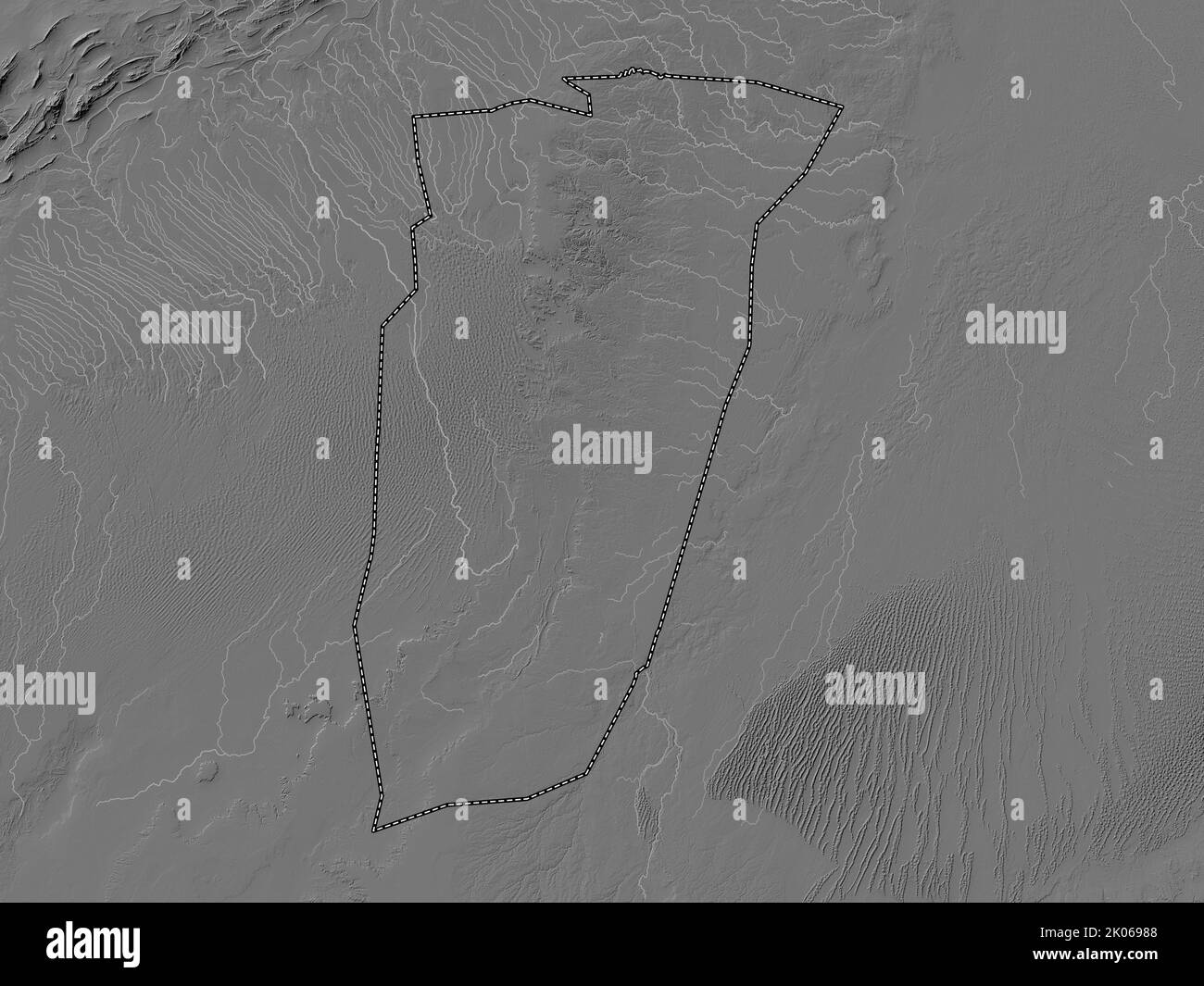 Ghardaia, province of Algeria. Bilevel elevation map with lakes and ...