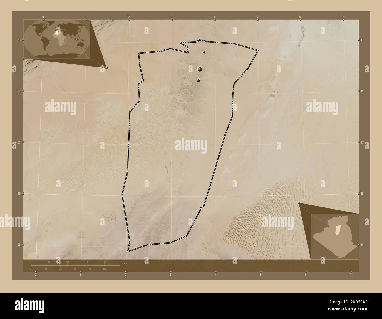 Ghardaia, province of Algeria. Low resolution satellite map. Locations ...