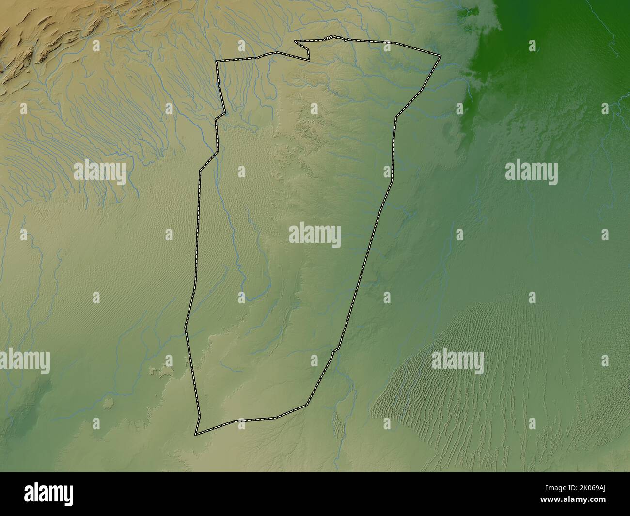 Ghardaia, province of Algeria. Colored elevation map with lakes and ...