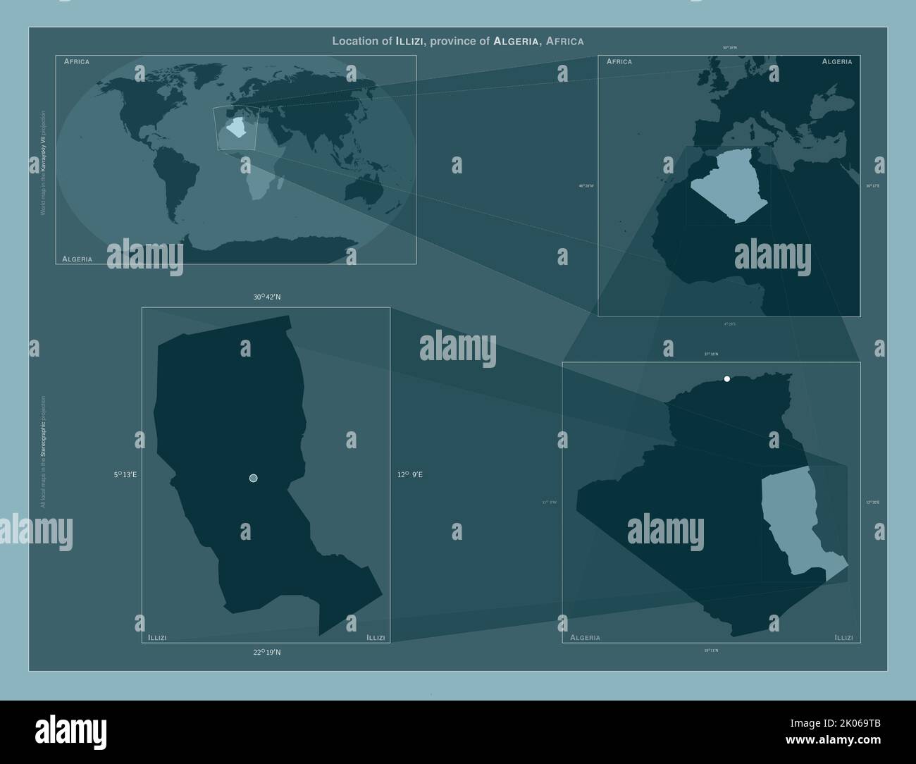 Illizi, province of Algeria. Diagram showing the location of the region ...