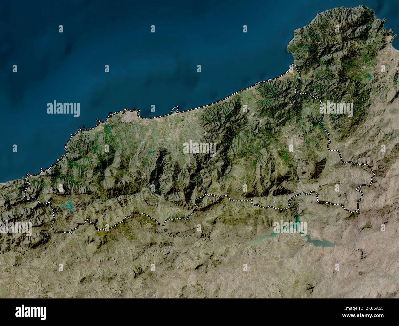 Jijel, province of Algeria. Low resolution satellite map Stock Photo ...