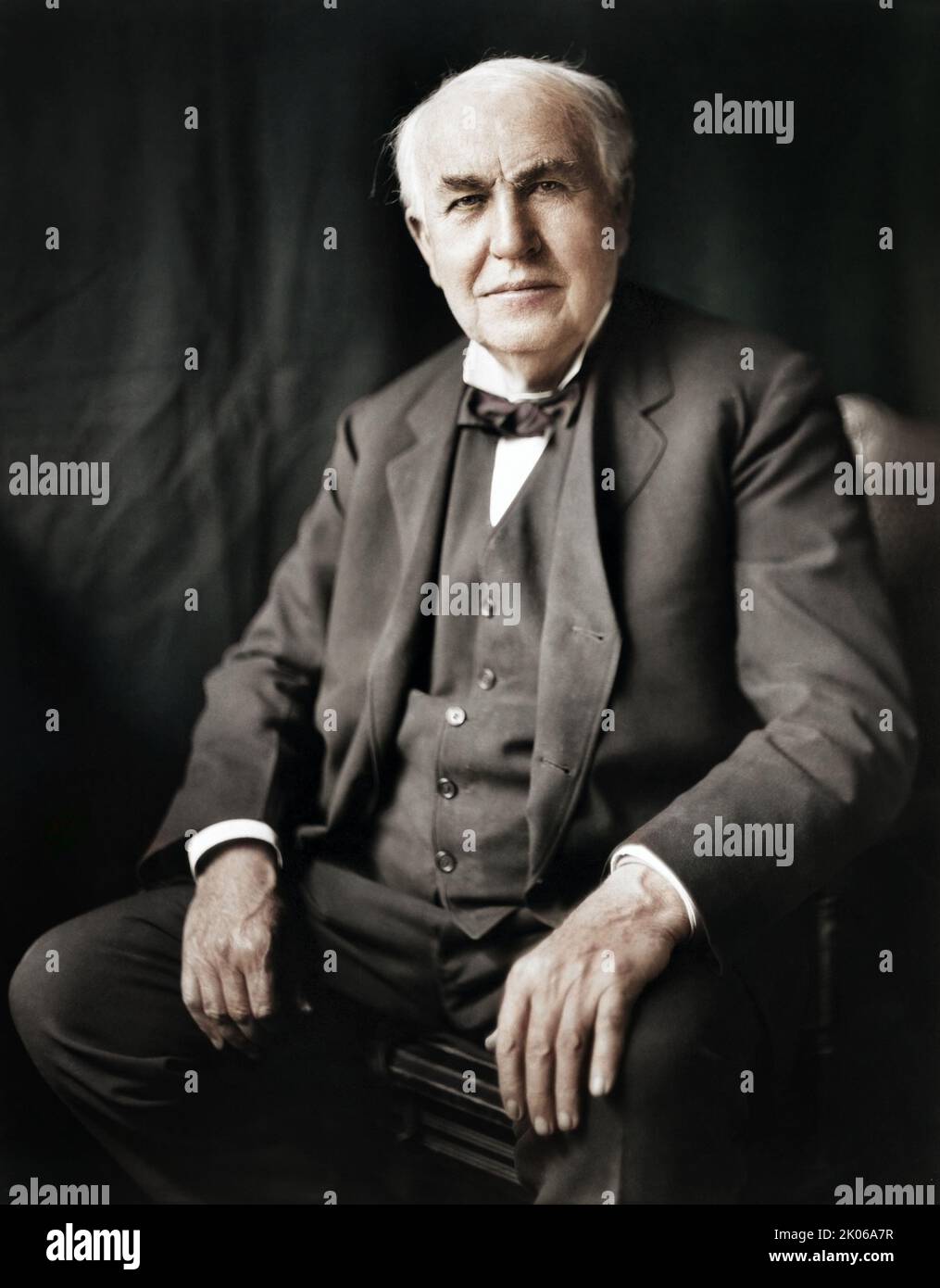 Thomas Alva Edison, three-quarter length portrait, seated, facing front ...