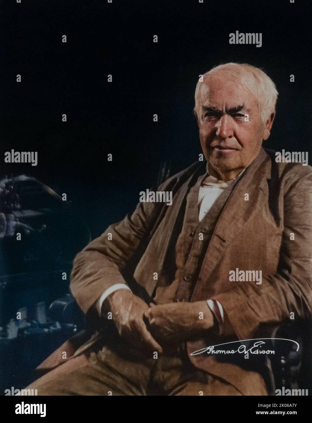 Portrait of Thomas Alva Edison c 1910 colorized by Bill Waterson Stock ...