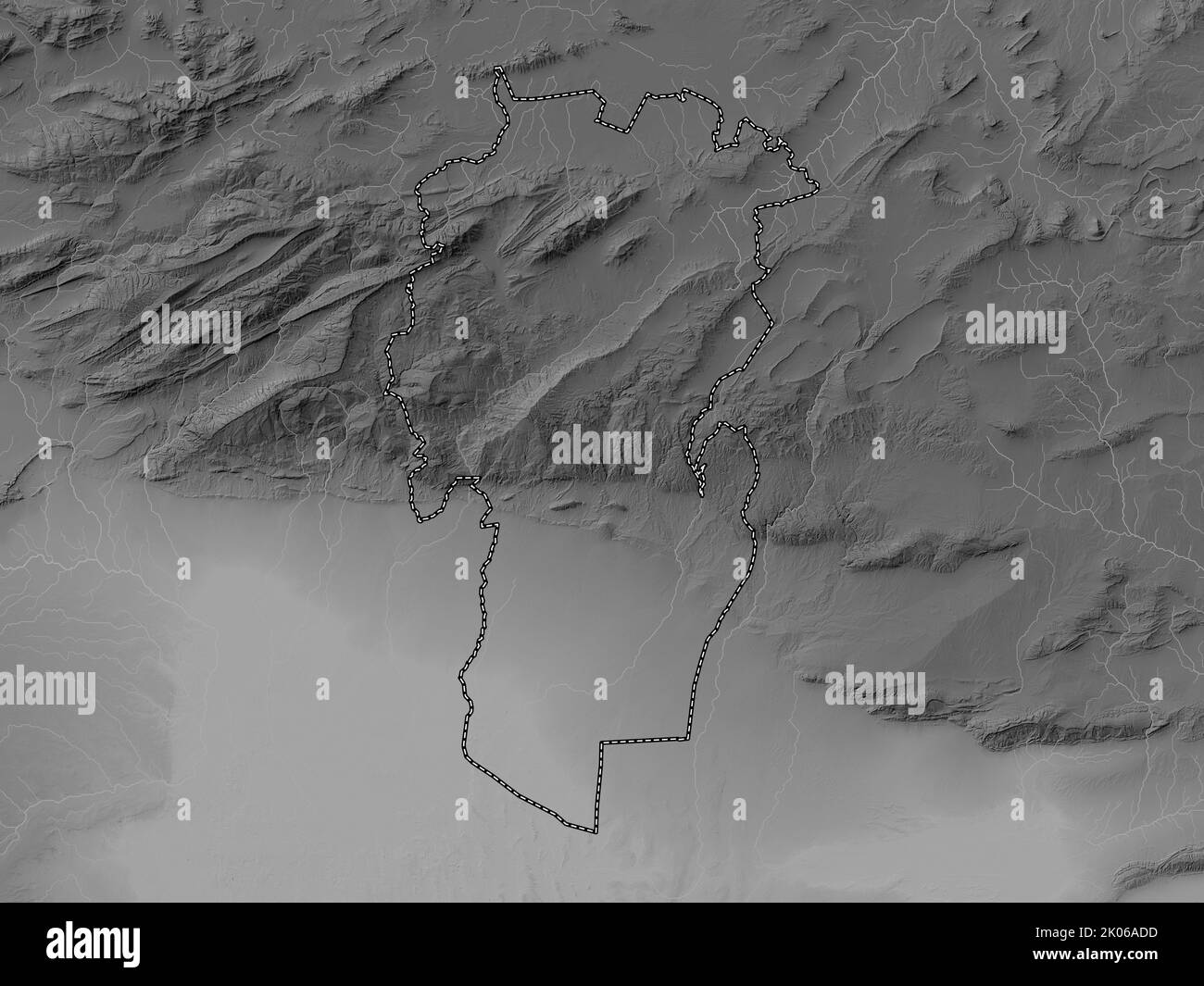 Khenchela, province of Algeria. Grayscale elevation map with lakes and ...