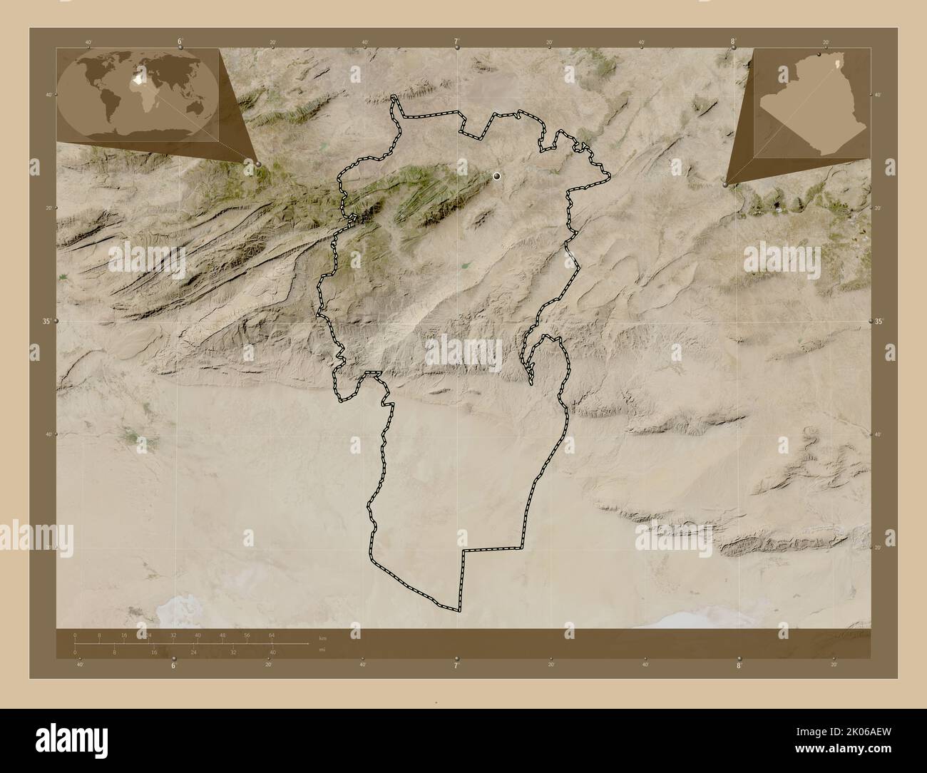 Khenchela, province of Algeria. Low resolution satellite map. Locations ...