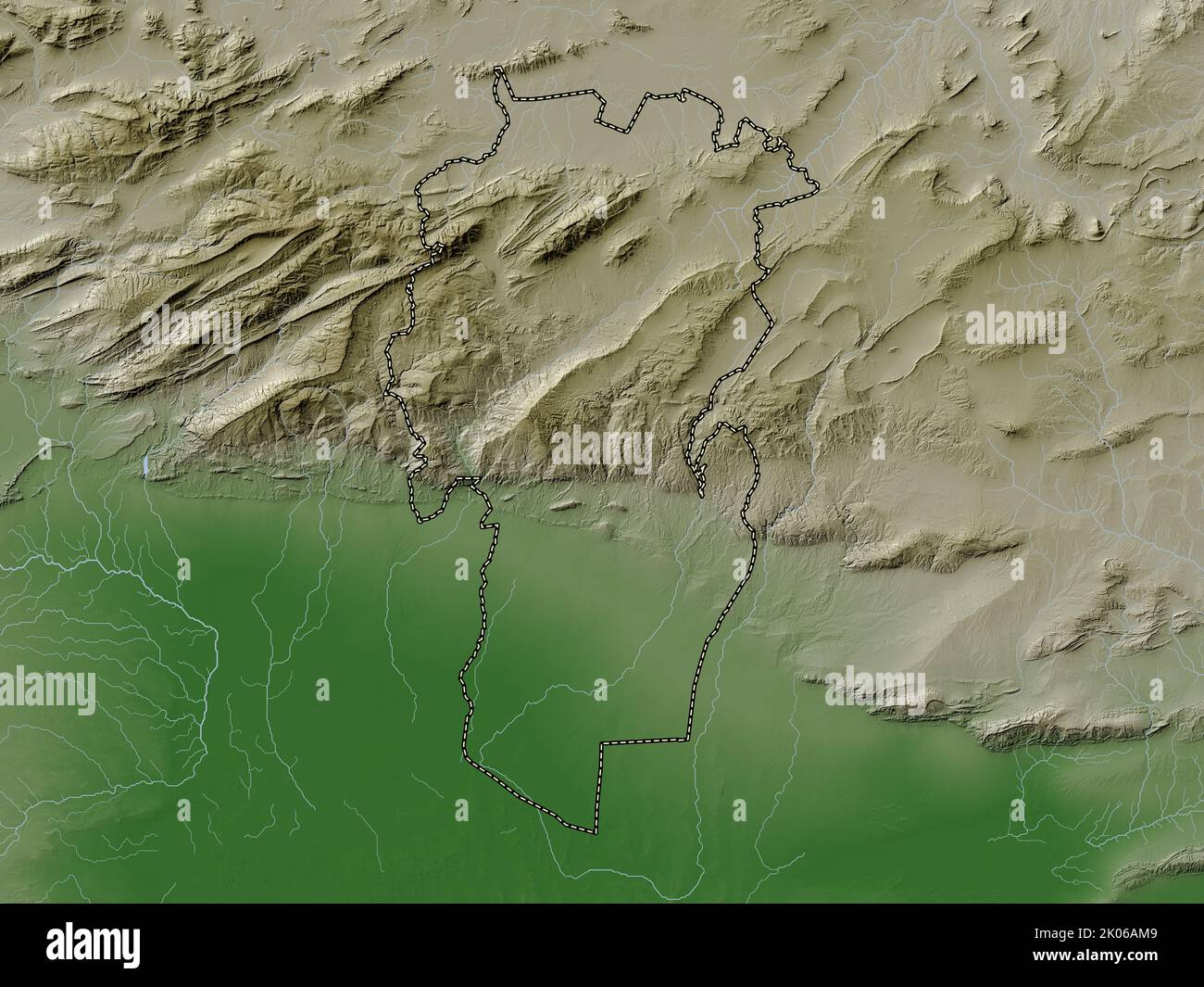 Khenchela, province of Algeria. Elevation map colored in wiki style ...