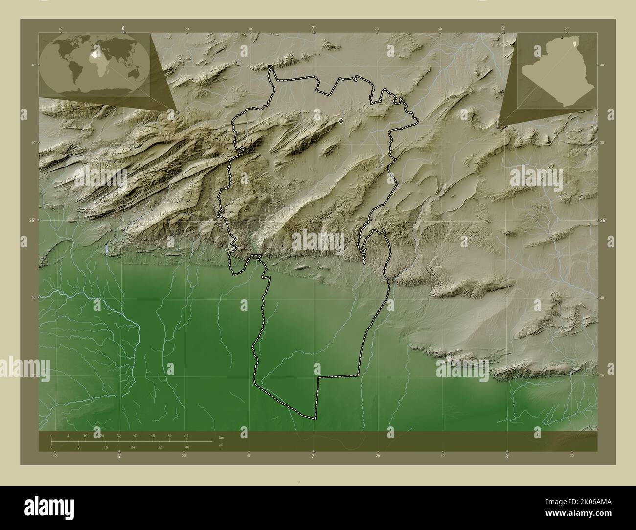 Khenchela, province of Algeria. Elevation map colored in wiki style ...