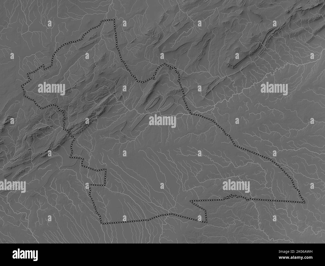Laghouat, province of Algeria. Grayscale elevation map with lakes and ...