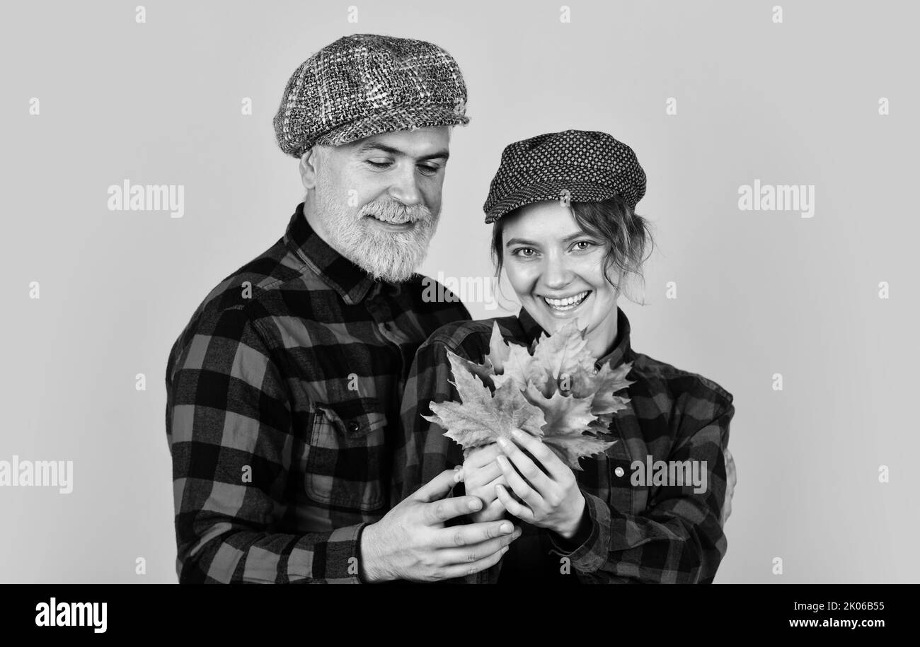 Autumn mood. Romantic feelings. Couple in love stylish outfit. Family ...