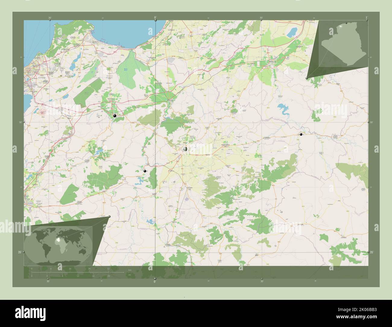 Mascara, province of Algeria. Open Street Map. Locations of major ...