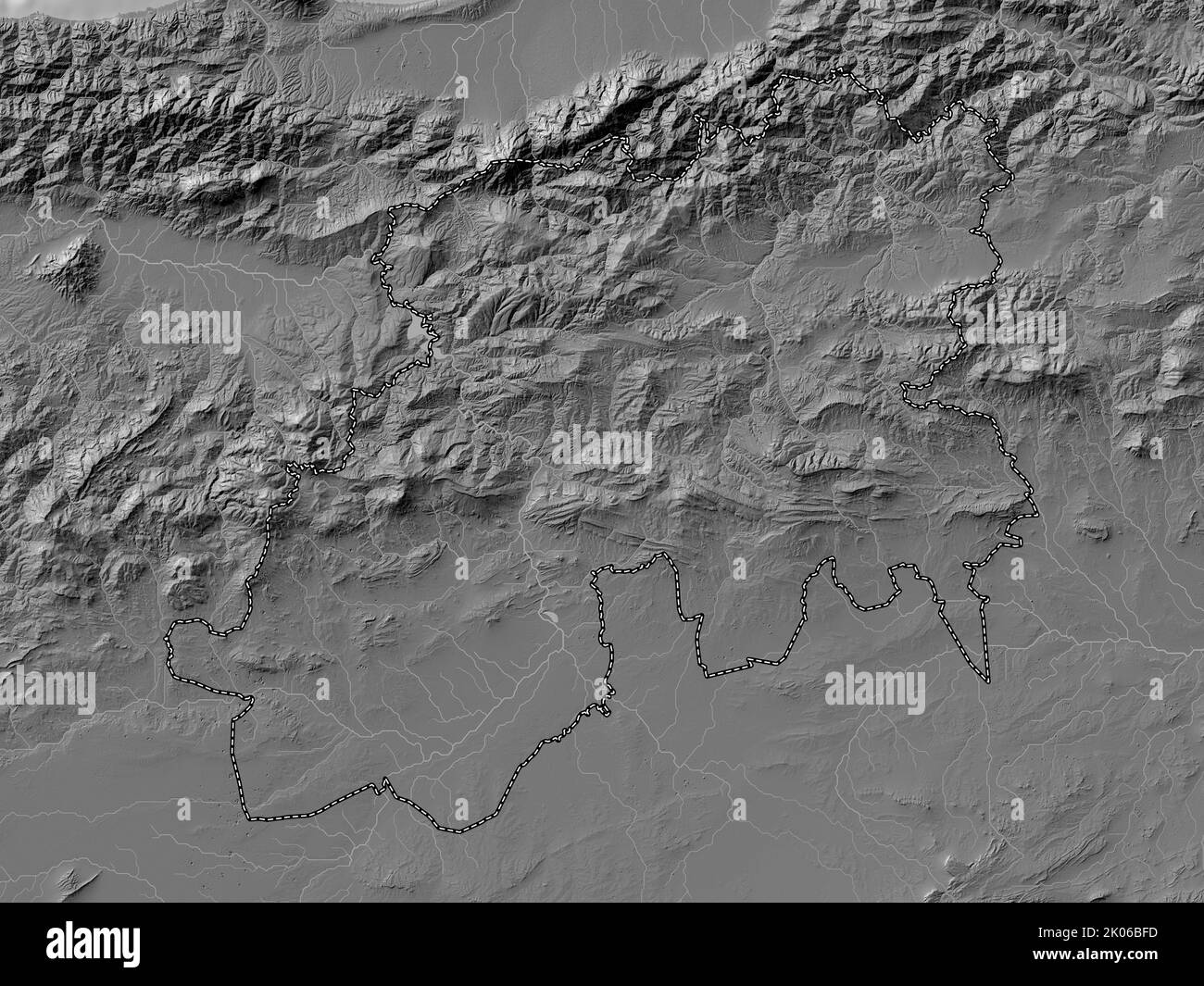Medea, province of Algeria. Bilevel elevation map with lakes and rivers ...
