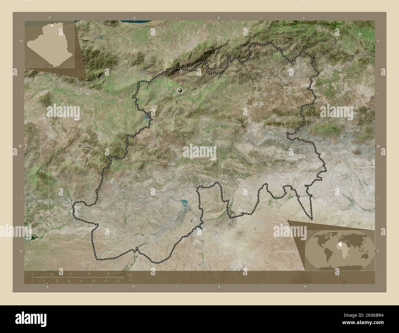 Medea, province of Algeria. High resolution satellite map. Corner ...