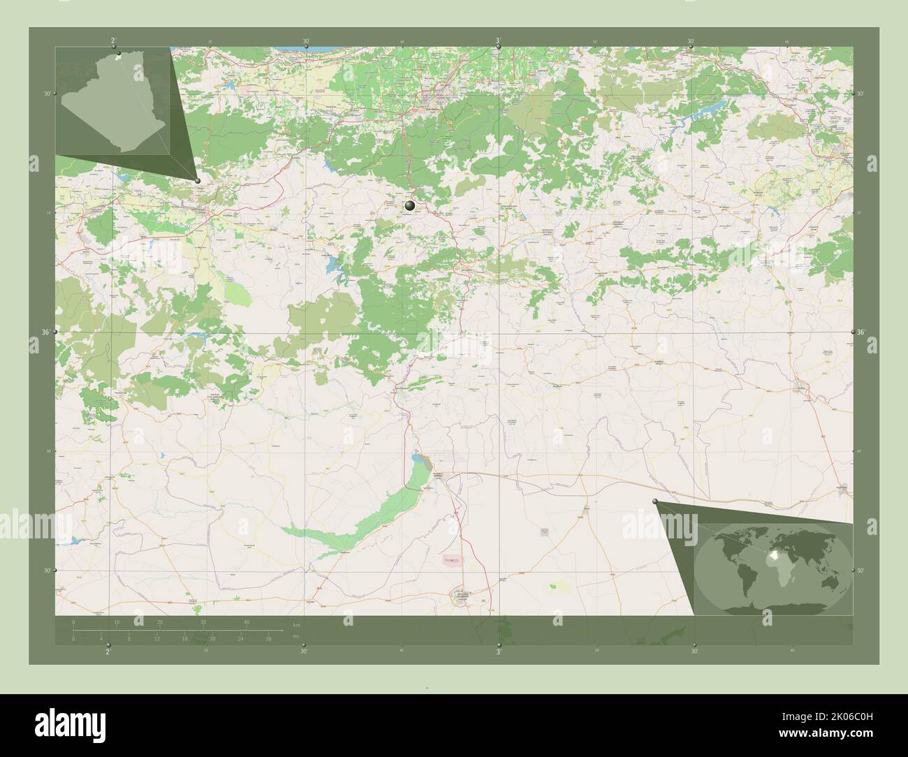 Medea, province of Algeria. Open Street Map. Corner auxiliary location ...