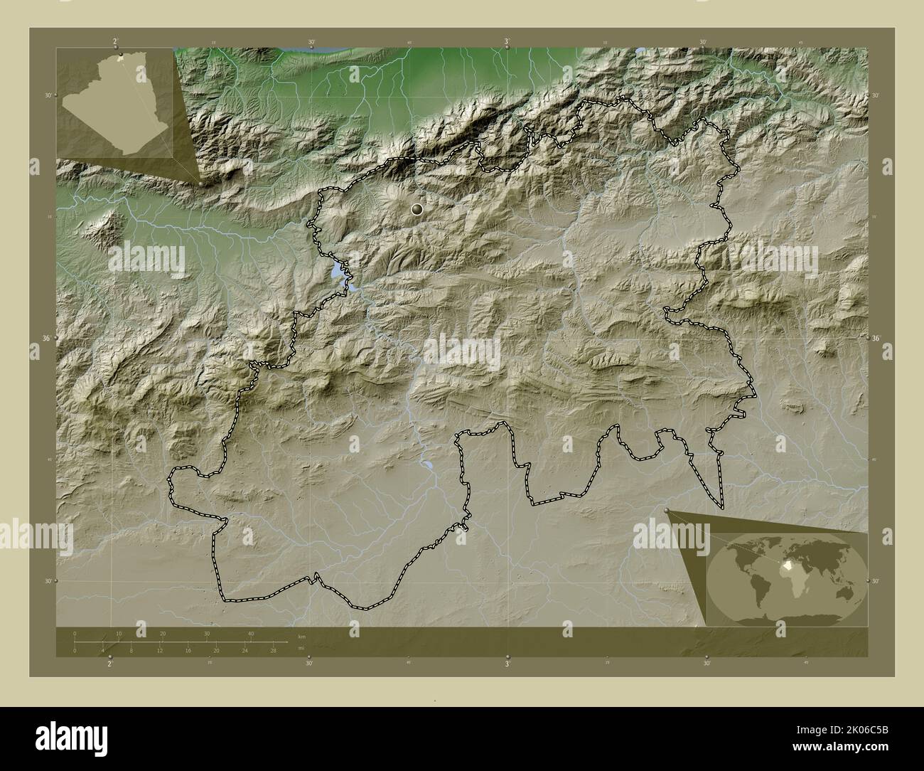 Medea, province of Algeria. Elevation map colored in wiki style with ...