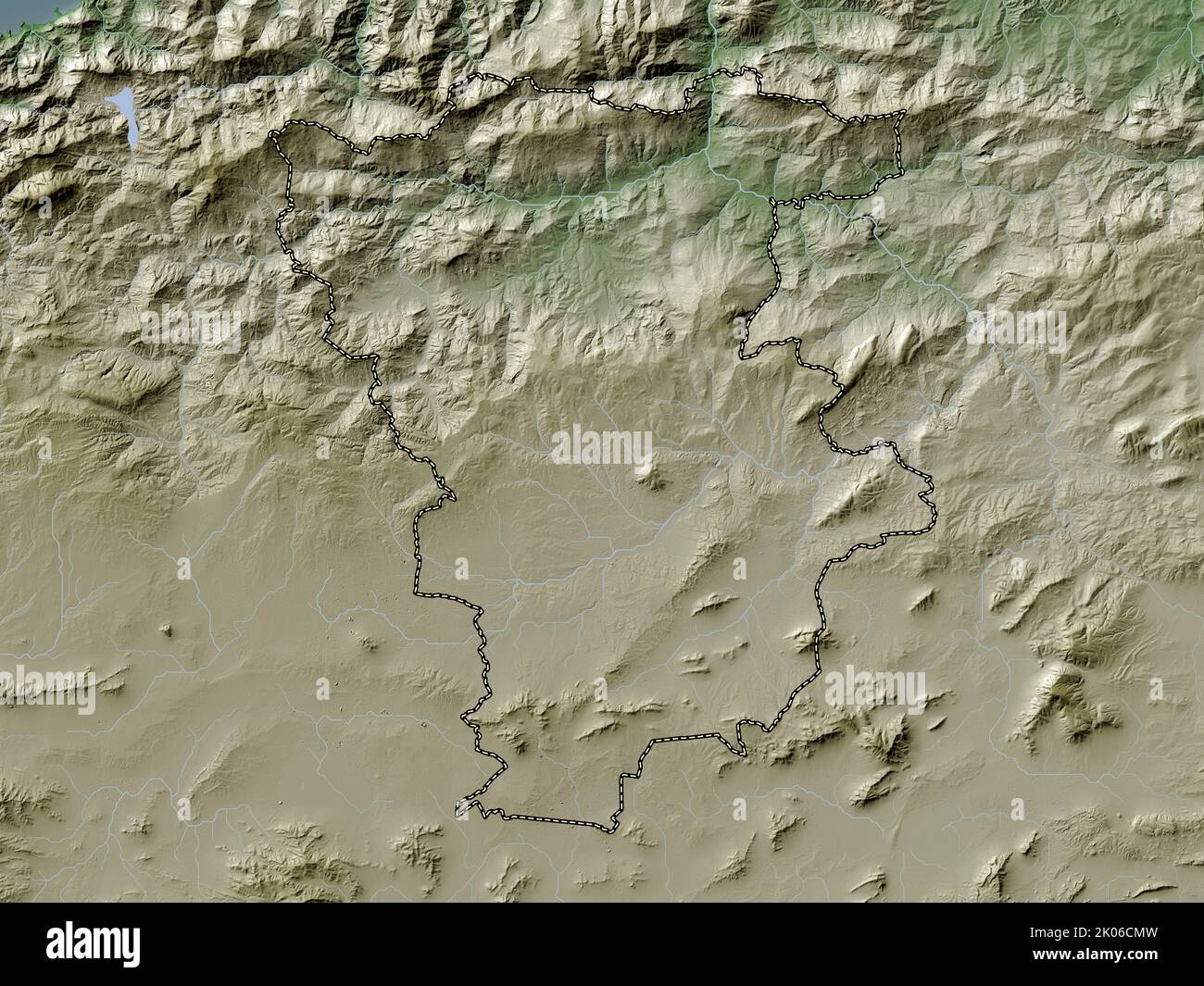 Mila, province of Algeria. Elevation map colored in wiki style with ...